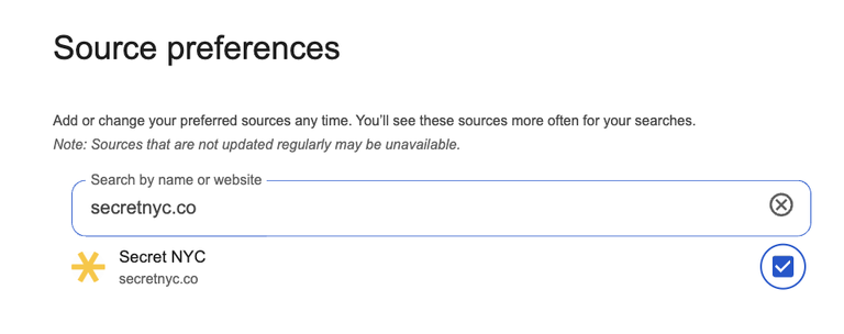 How To Add Secret Nyc As A Preferred Source On Google